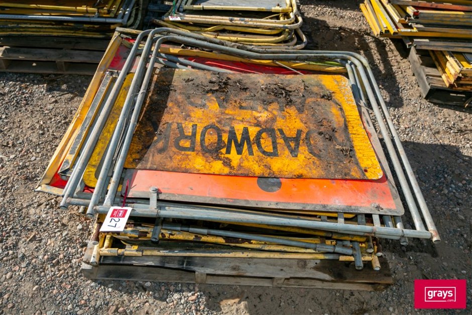 Qty Assorted Steel A Frame Traffic Warning Signs Auction (0027-5052872 ...