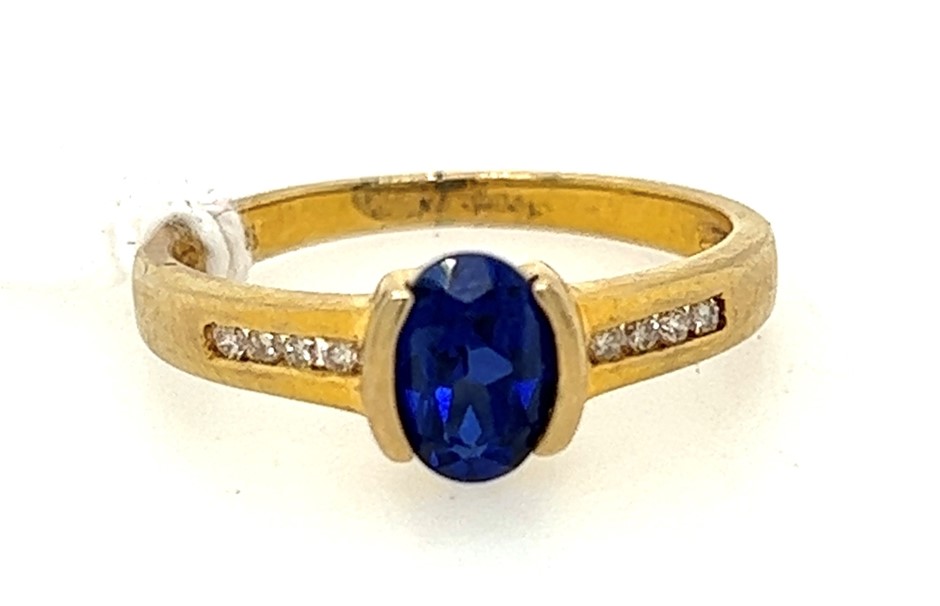 9ct Yellow Gold Blue Sapphire & Diamond Ring Auction (0093-2552912 ...