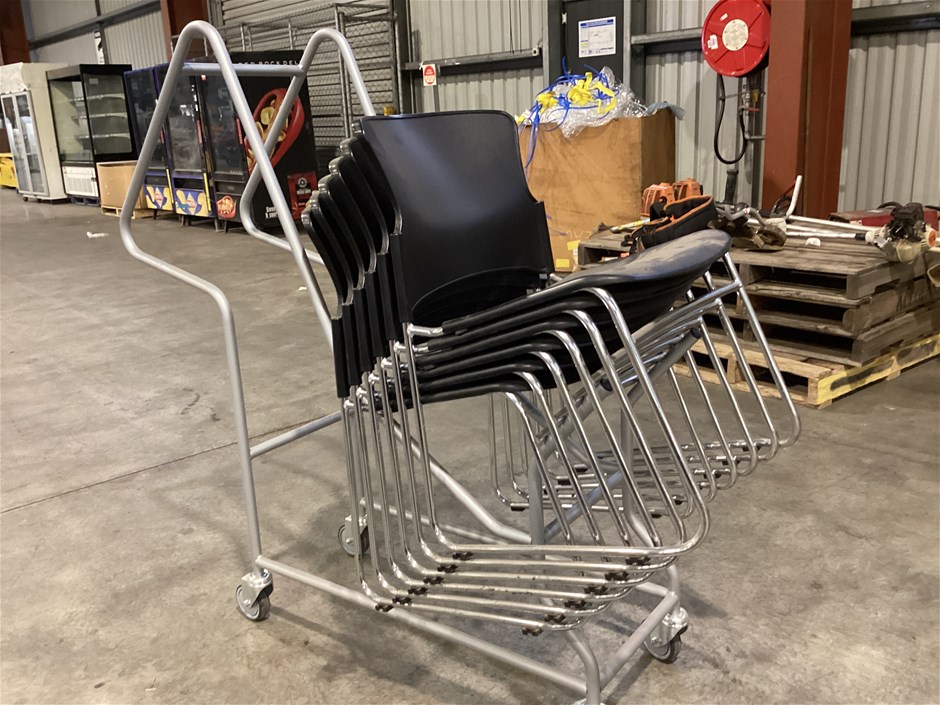 Stackable Chairs With Wheeled Chair Moving Frame, Qty x 5 Auction (0052 ...