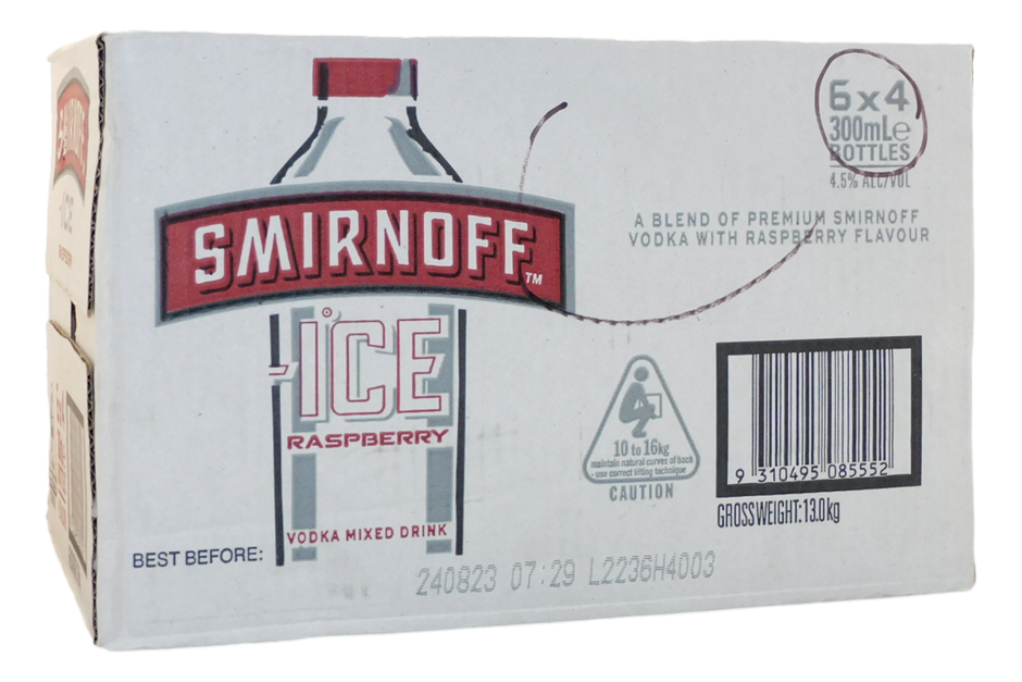 Smirnoff Ice Vodka with Raspberry Flavour (24x 300mL), Multi Region ...