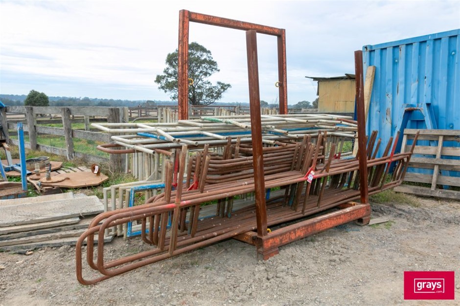 Large Stillage with Large Qty of Steel Barrier Railing Auction (0037 ...
