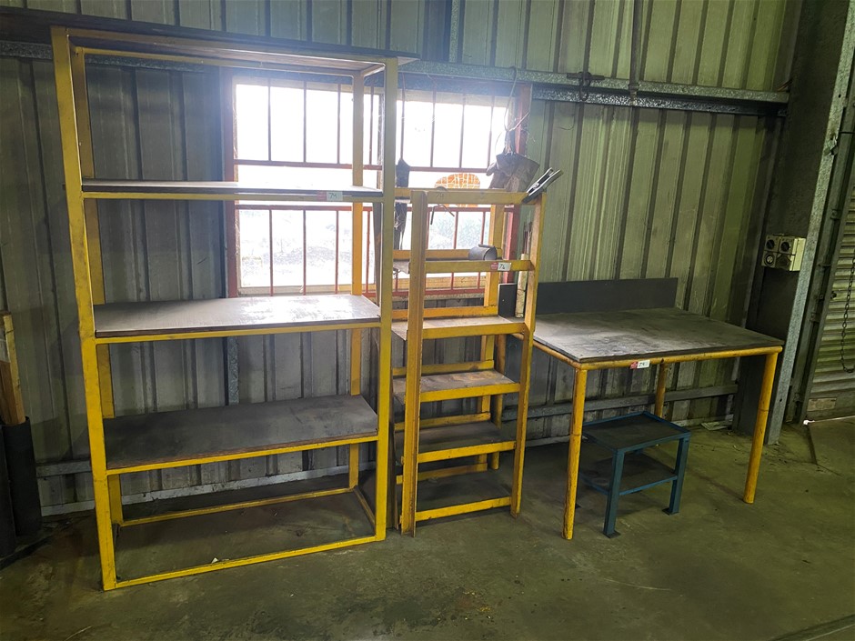 Small Work Bench and Shelving Auction (0074-7046432) | Grays Australia