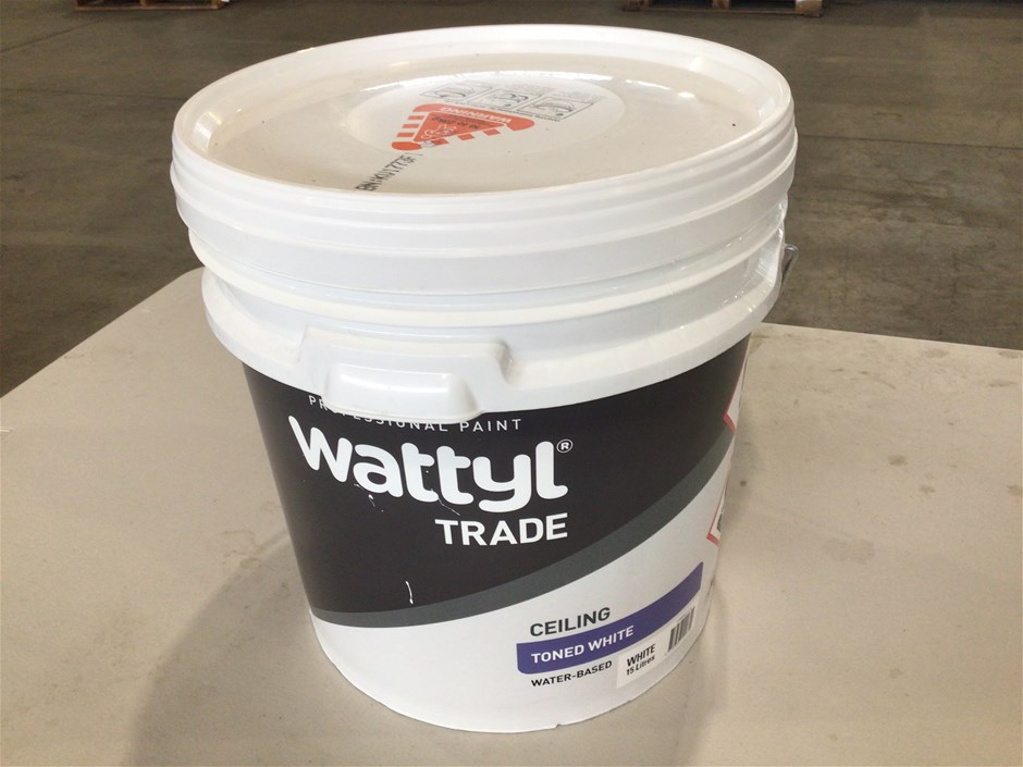 Qty of 2 Wattyl Trade Ceiling Toned White Containers of Paint Auction ...
