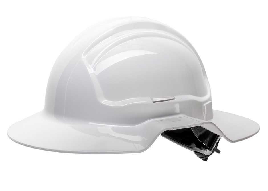 10 x FORCE 360 Broad Brim Type 1 Non-Vented Ratchet Hard Hat, White ...