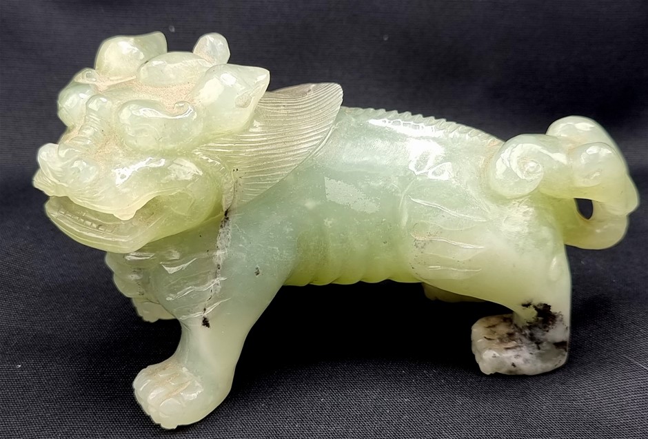 An Antique Jadeite Hand Carved Dog Of Foo Auction (0008-2555099 ...