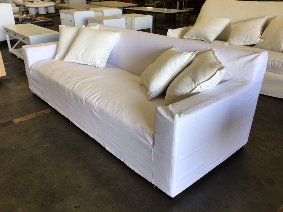 COCO REPUBLIC White 3 Seater Couch Auction (0001-7047813) | Grays Australia
