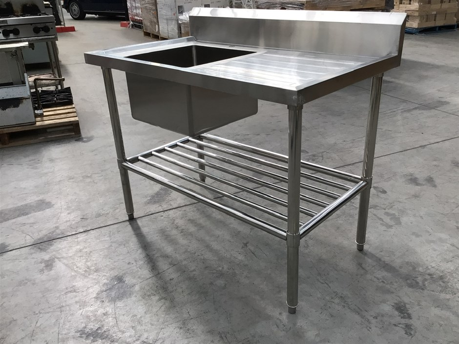 1 x Stainless Steel Bench Top Sink with Splashback Auction (0004 ...