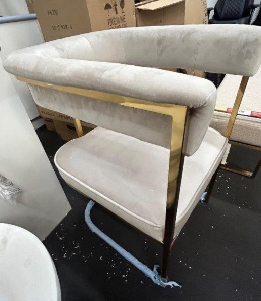 Velvet Gold Finish Metal Frame Arm Chair Auction (0130-5054171) | Grays ...