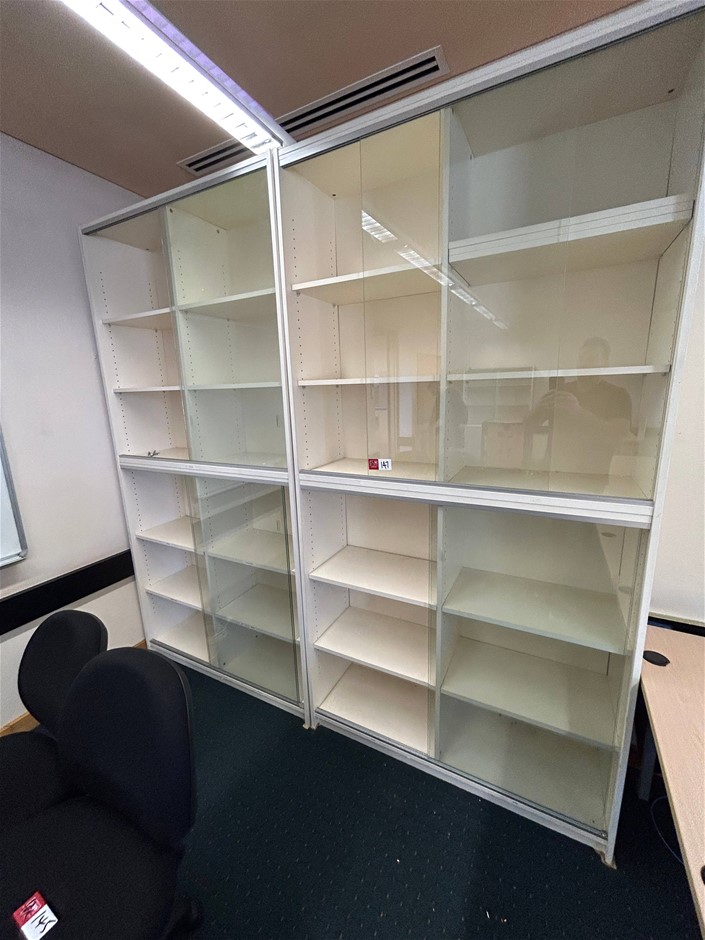 2 x Glass Sliding Doors Display Cases Auction (0147-5054266) | Grays ...