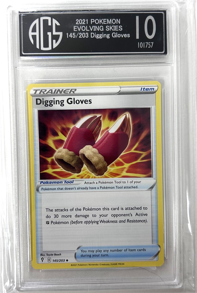 2021 Pokémon Evolving Skies Trading Card, #145/203 Digging Gloves ...