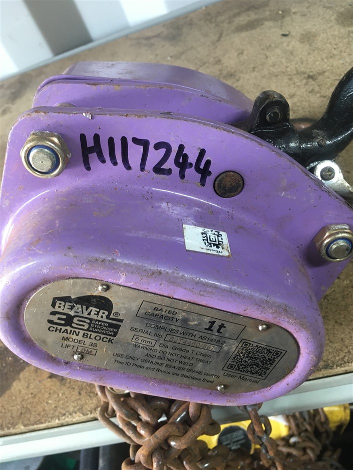 2022 Beaver Chain Block - Manual - 1.0t - 6.0m Drop (Gladstone) Auction ...