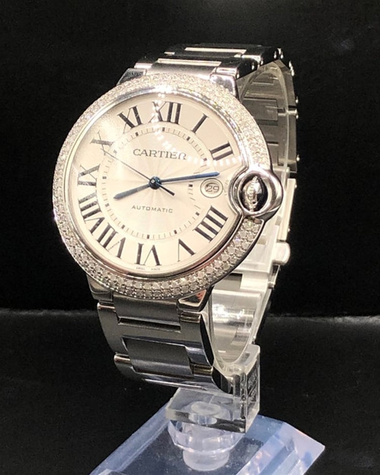 Ballon Bleu de Cartier Watch Custom Diamond Bezel Auction (0011-2555742 ...