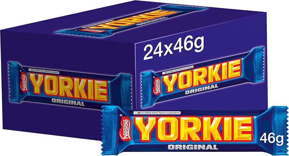 24 x YORKIE Original Milk Chocolate Bar, 46g. Best Before: 12/2023 ...