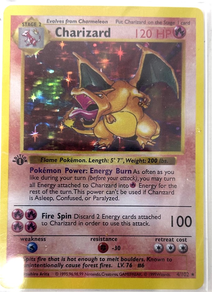 Pokemon 1st Edition Base Set Charizard 4/102 Trading Card Auction (0073 ...