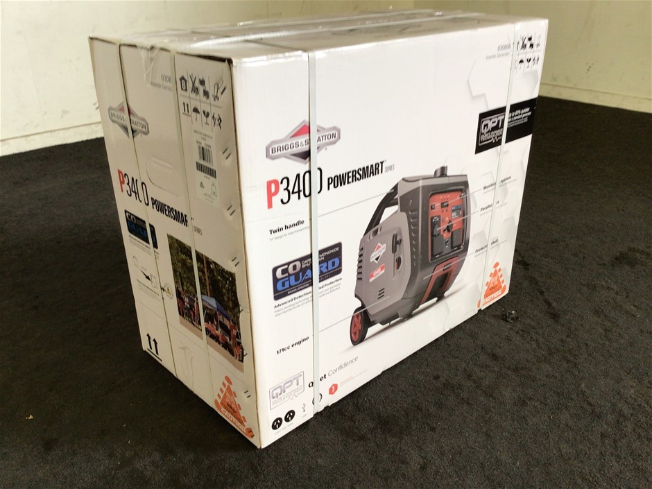 Unused Briggs & Stratton P3400 Powersmart Inverter Generator Auction ...
