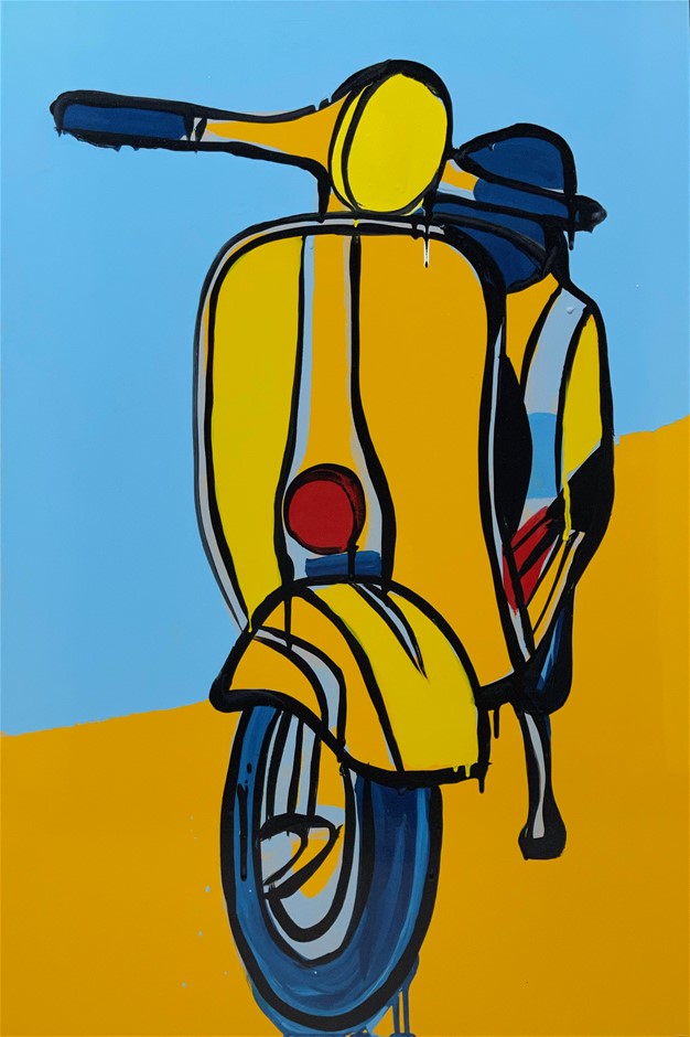 JASPER KNIGHT (1978 - ) Original Enamel Painting FRAMED Auction (0049 ...