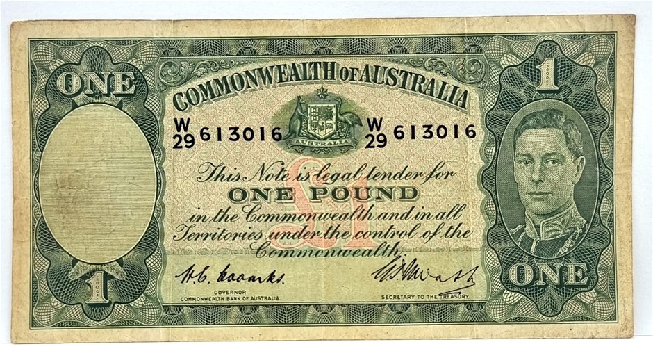 1949 AUSTRALIAN ONE POUND BANKNOTE Auction (0012-2556549) | Grays Australia