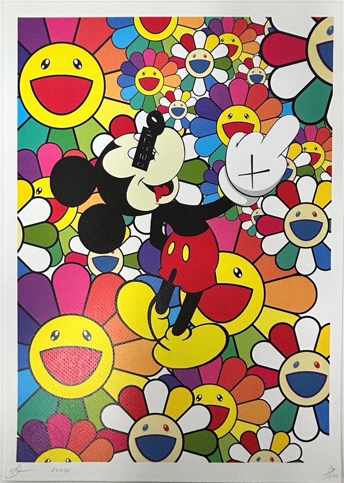 Death NYC Signed Street Art Print "Naughty Mickey Mouse Murakami Flowers" Auction (0011-2556567 ...