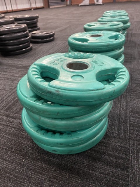 32 x 5kg Olympic Bar Plates (Green) Auction (0014-3027892) | Grays ...