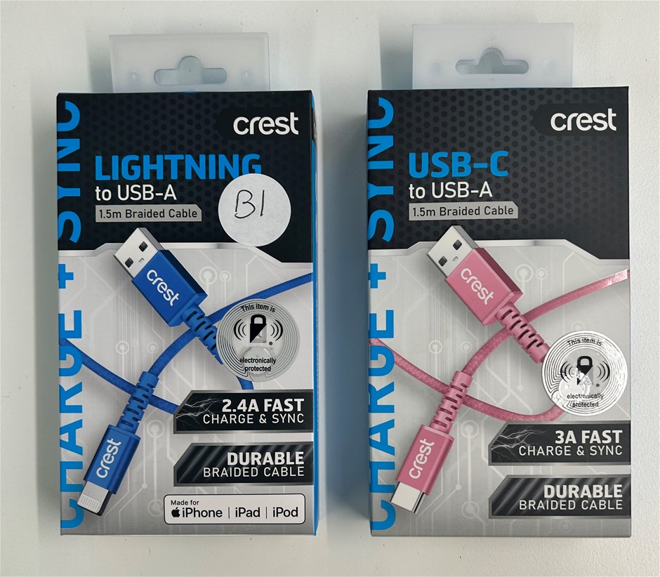 Crest USB-C to USB-A 1.5m Blue Cable & Crest USB-C Auction (0021 ...