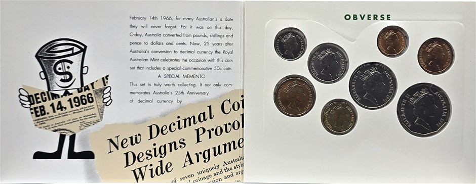 1991 COMMEMORATING 25 YEARS OF DECIMAL CURRENCY COIN SET Auction (0006 ...