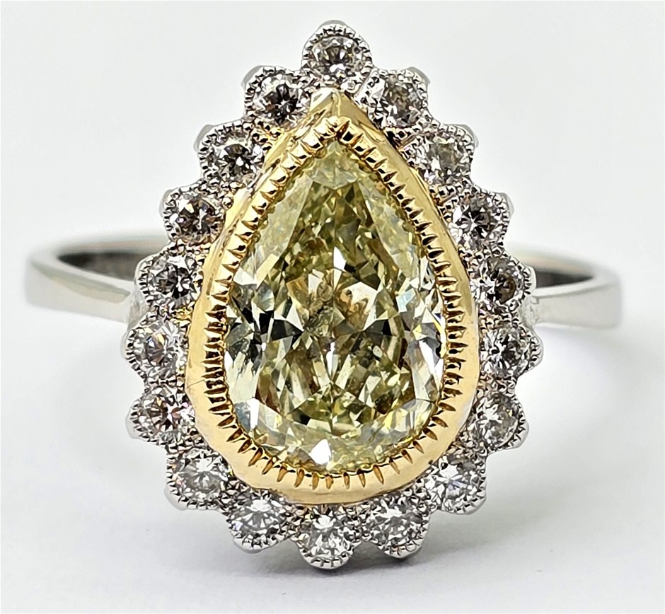2.13 CARAT NATURAL DIAMOND RING SET IN 18 CARAT WHITE GOLD $20K ...