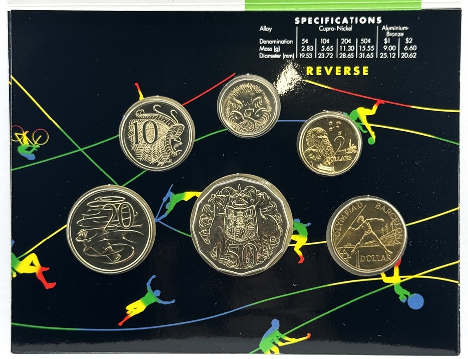 1992 R.A.M. UNCIRCULATED COIN SET FEATURING THE $1 OLYMPIC GAMES COIN ...