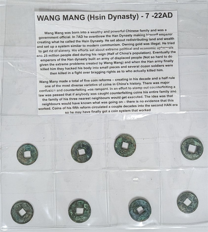 2000 Year old ancient China HSIN DYNASTY Wang Mang Coin Collection ...