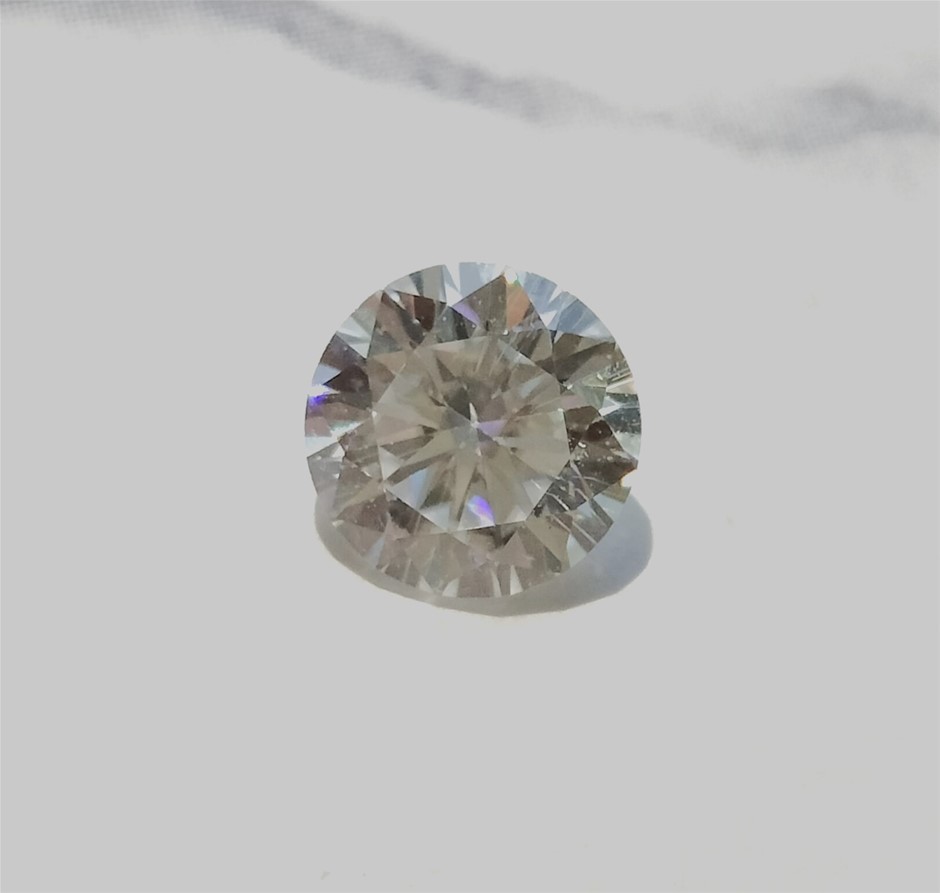 0.98ct VVS1 White (D) Moissanite - Round Brilliant Cut - Excellent Auction (0004-2558755 ...