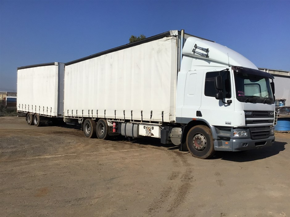2011 DAF CF75 6 x 4 Curtainsider Rigid Truck & 2013 Elite Transport ...