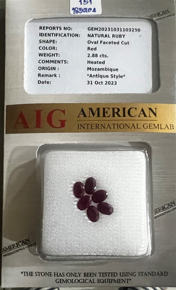 2.88 Red Natural Ruby AIG Certified Auction (0002-2558970) | Grays ...