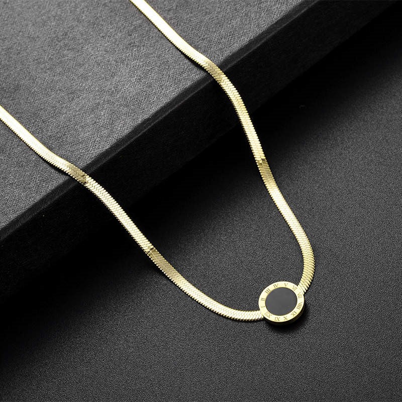 Elegant 18K Yellow Gold LAYERED Black Rectangular necklace For Women ...