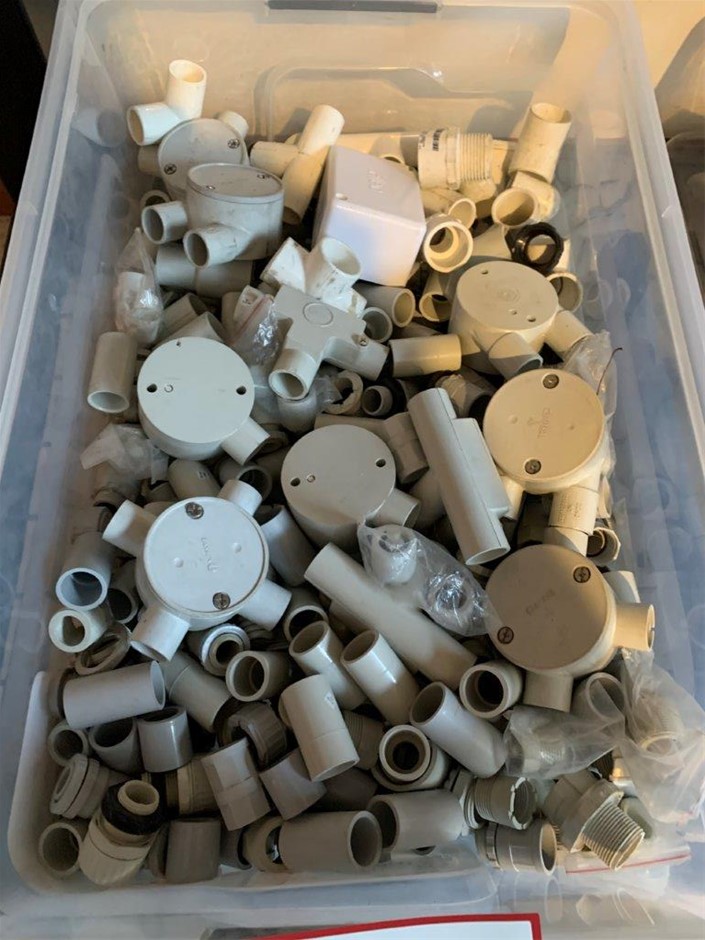 Tub Comprising Large Quantity of Assorted PVC Electrical Joiners ...