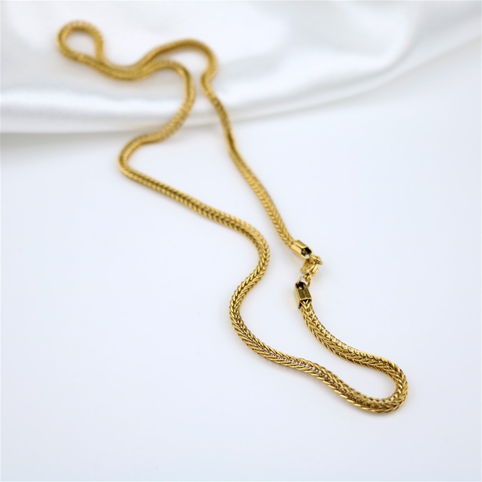 18K Yellow Gold Plated 3MM 20 Inches Foxtail Chain Necklace Auction ...