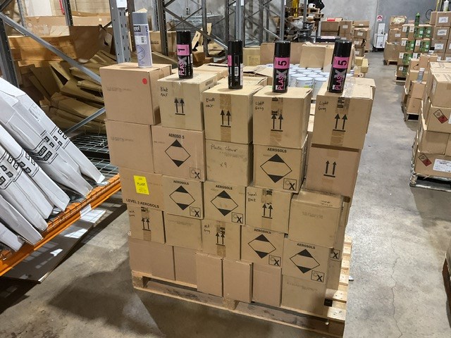 Pallet Containing Approximately 90 Boxes Of Assorted Spray Paint ...