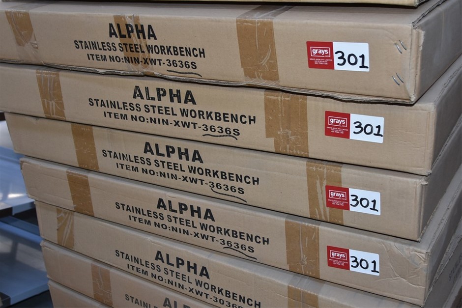 1 x ALPHA NIN-XWT-3636S Unassembled Stainless Steel Workbench Auction ...