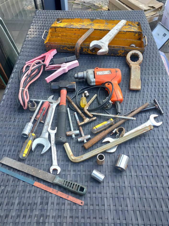 Large Qty of Hand Tools, Toolbox, Jumper Lead and Drill Auction (0069 ...