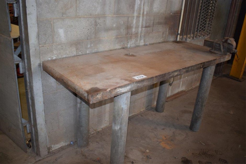 Heavy Duty Steel 63mm Work Top Bench with 100mm Vice Auction (0150 ...