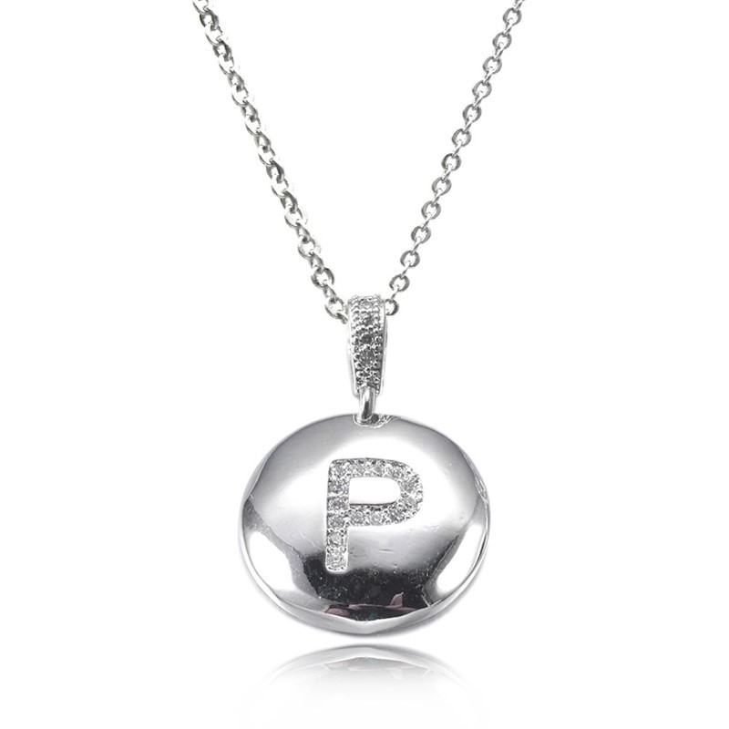Personalized Letter 'P' Platinum Plated with CZ Fine Jewellery Beads ...