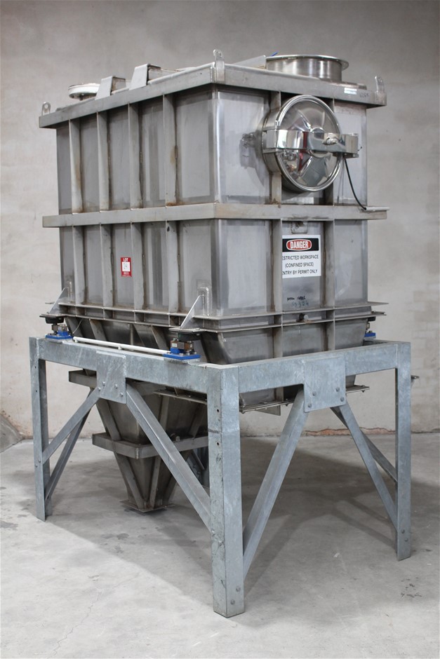 Stainless Steel Rectangular Hopper, 1650 L capacity Auction (0024 ...