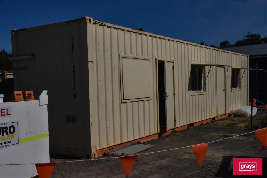 40FT Shipping Container Site Office with Steel Vandal Guarding Auction ...