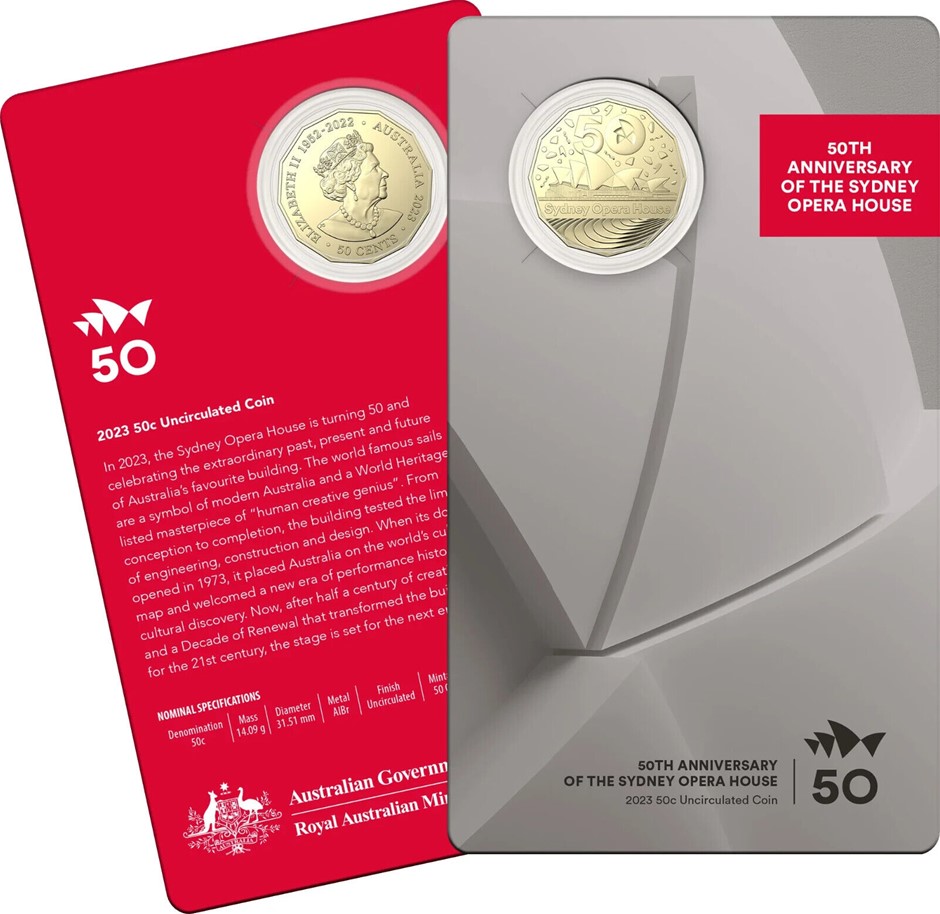 2023 50th Anniversary of the Sydney Opera House - 50c Uncirculated Coin ...