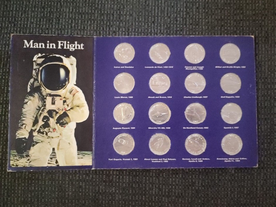 Vintage Shell 1970s 16 Coin Collection Complete Man In Flight Set ...