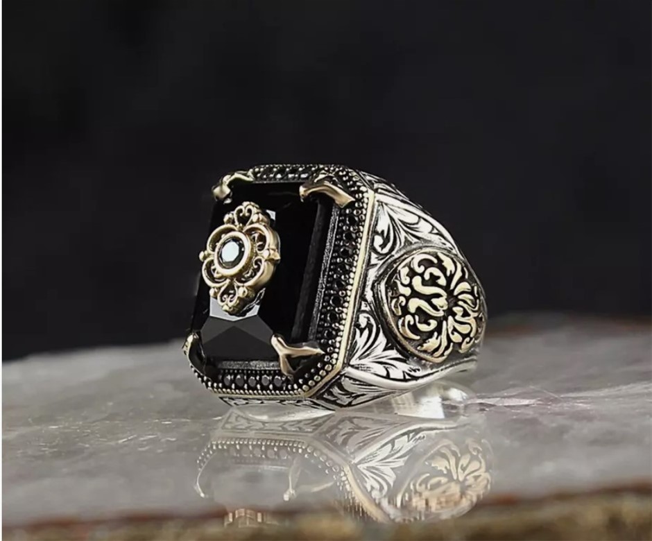 Turkish Royal Ring for Men In Silver with Black Onyx Stone Handmade ...