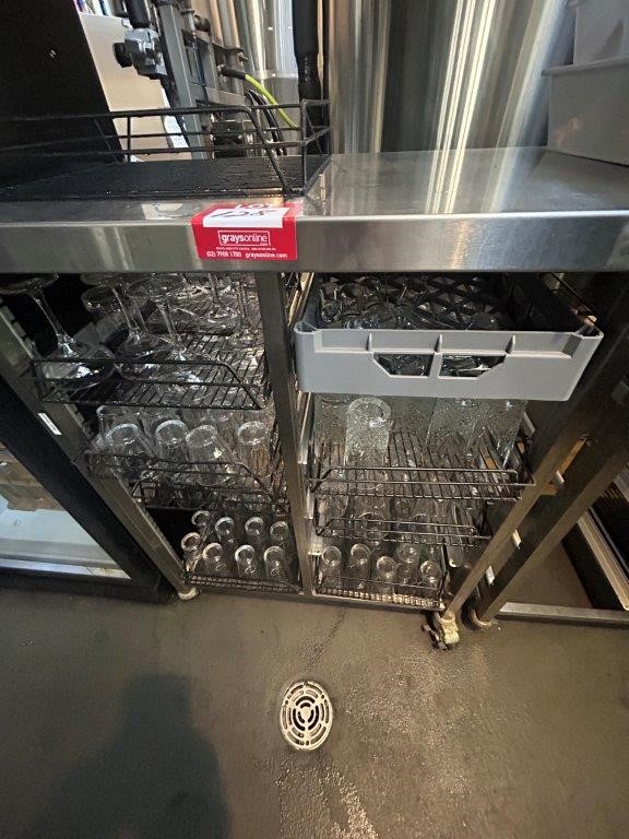 Stainless Steel Mobile Double Side Glass Rack Trolley & Contents ...
