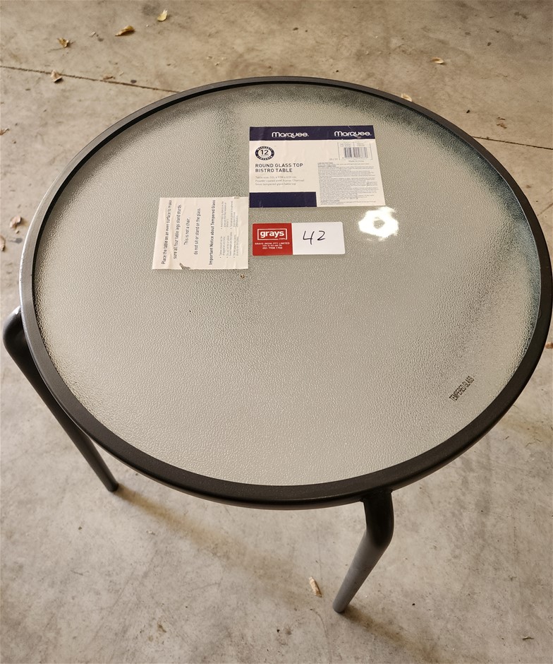 Marquee Round Glass Top Bistro Table Auction (0042-5057973) | Grays ...