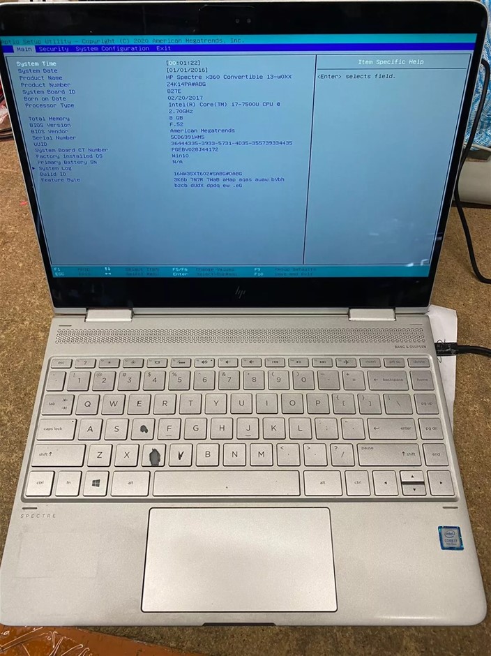 HP Spectre x360 2-in-1 Laptop 13.3'' i7-7500U 8GBRAM NO SSD Touch USB-C Auction (0002-2560850 ...