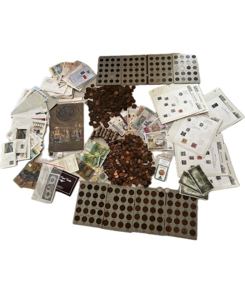 7 kilo Heavy box Contain Australia Pennies/Coins Albums/Gemstones ...