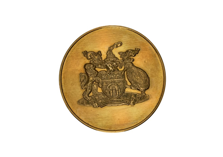 1974 NZ Napier Centennial medal. 12Ct Gold approx. 28.6gm, 37mm (Dia ...