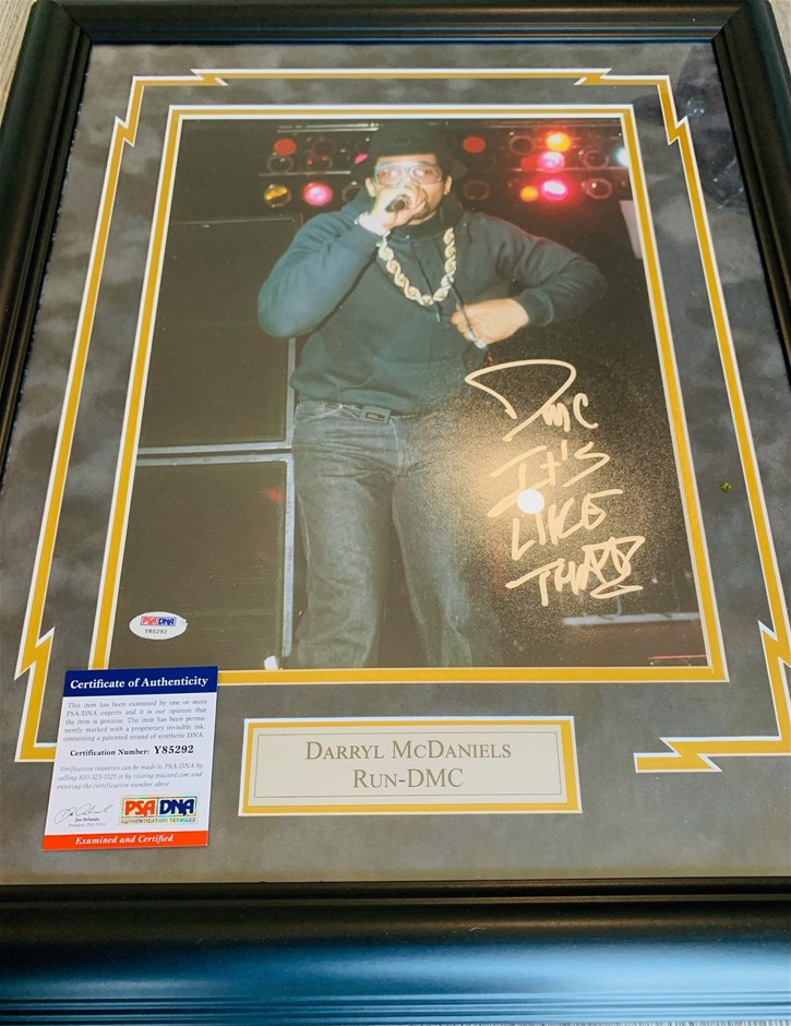 Run DMC Signed And Inscribed Memorabilia PSA Framed Auction (0093 ...